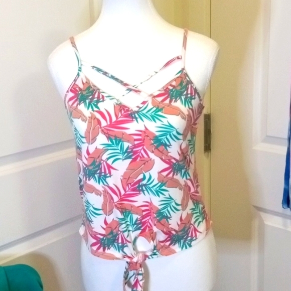 Poof! | Tops | Poof Medium Tank Top Spaghetti Straps Tie In Front Euc ...